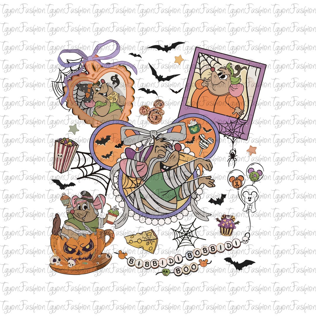 Disney Jaq and Gus Coquette Bow Halloween Png, Gus Halloween Png ...