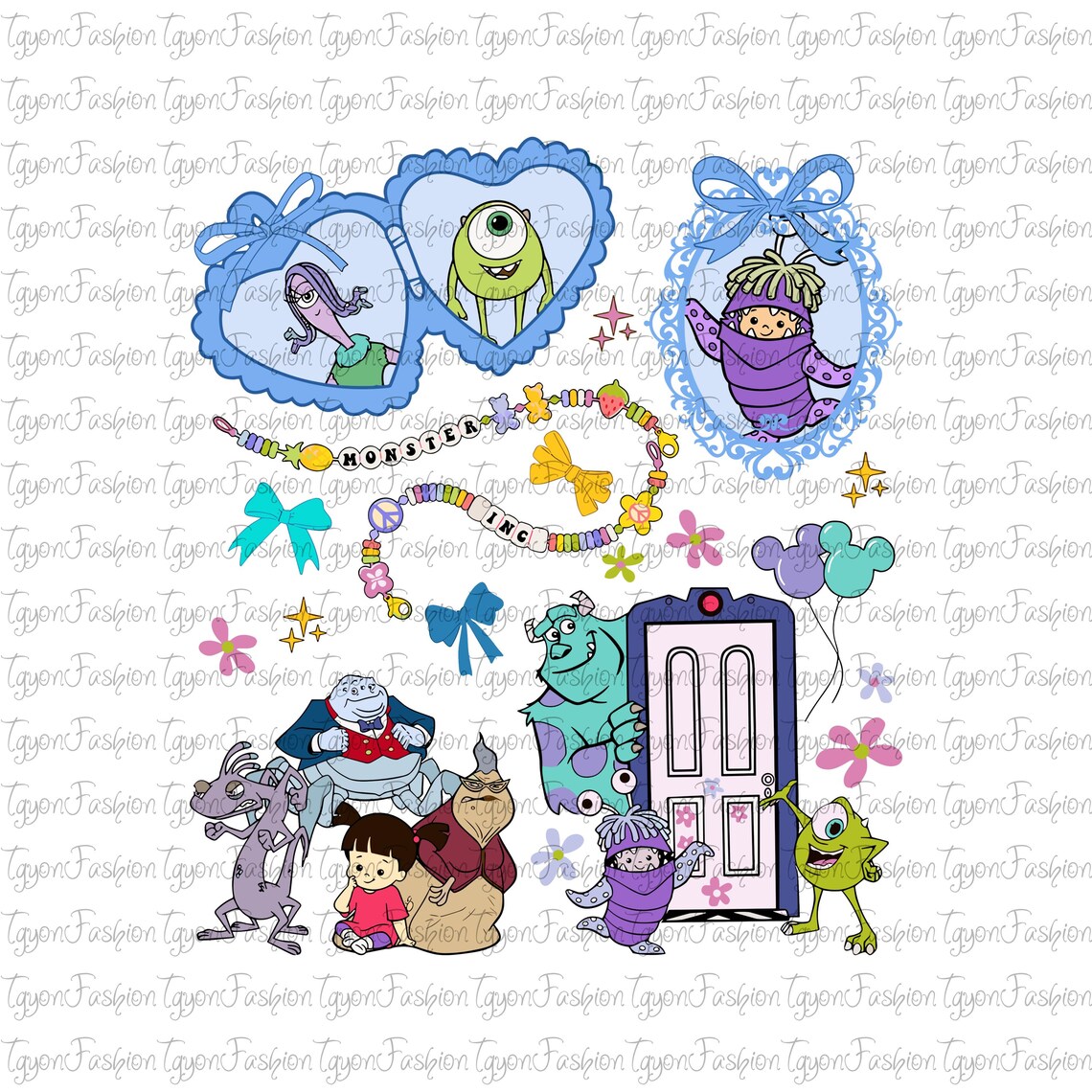 Disney Monsters Characters Coquette Bow Png, Disney Monsters Png ...