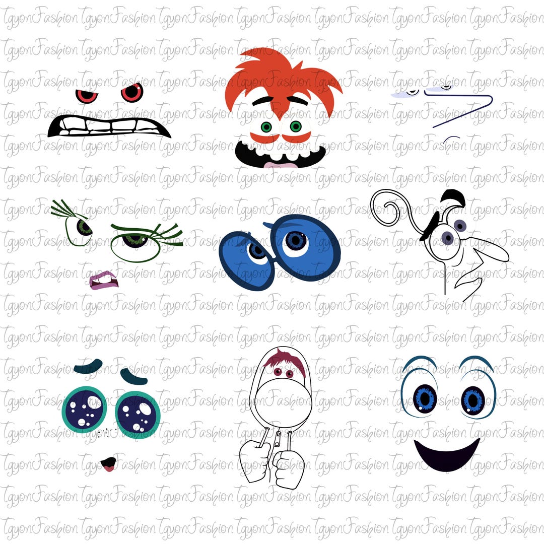 Disney Inside Out Characters Face Bundle Png,inside Out 2 Png,today I ...
