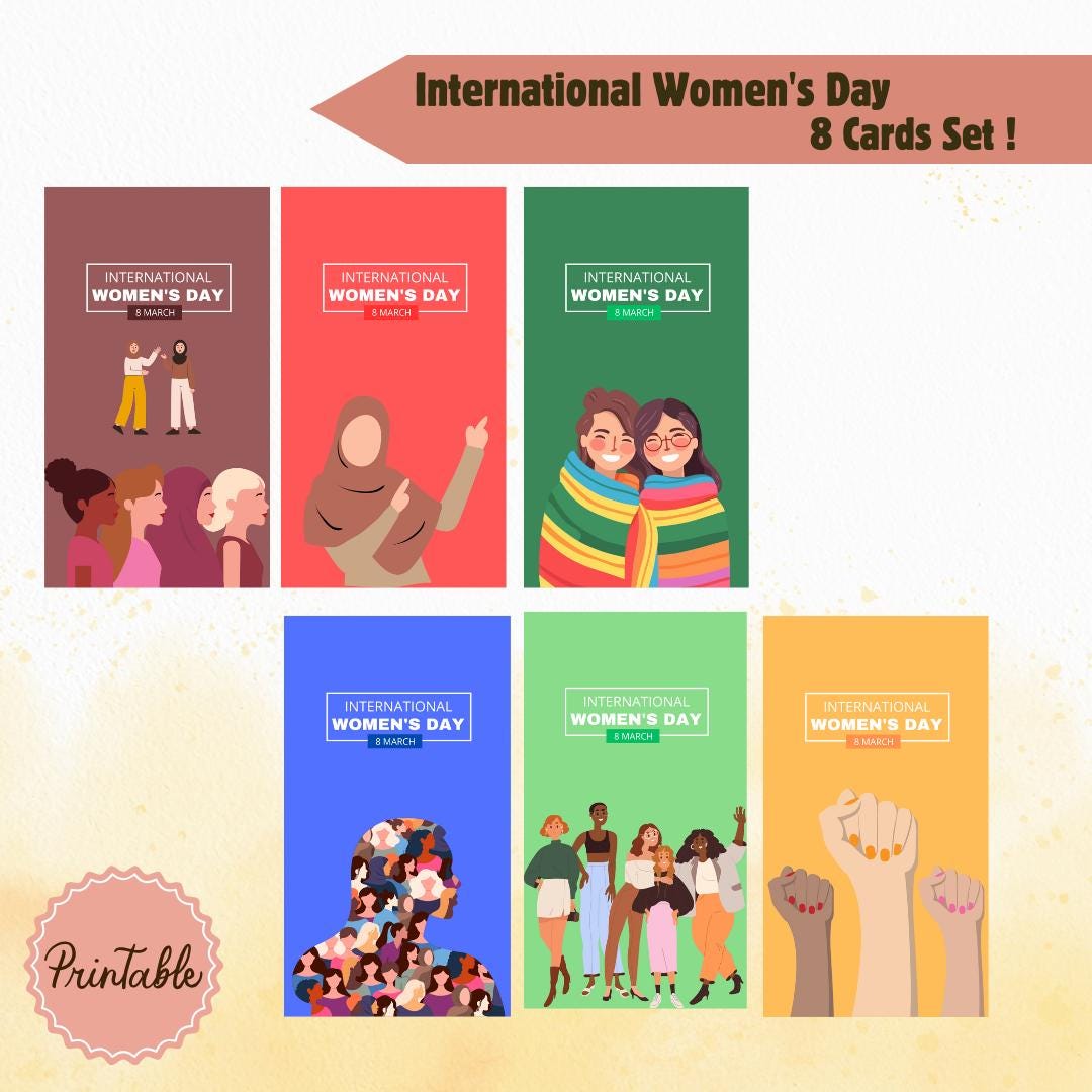 International Women’s Day Printable Card Set | 8 Digital Cards - Etsy