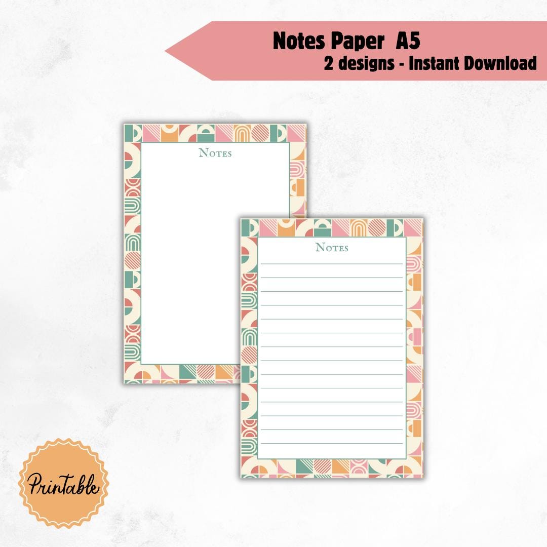 Boho Geometric Notes Paper A5 | Aesthetic Notepad | Abstract Rainbow ...