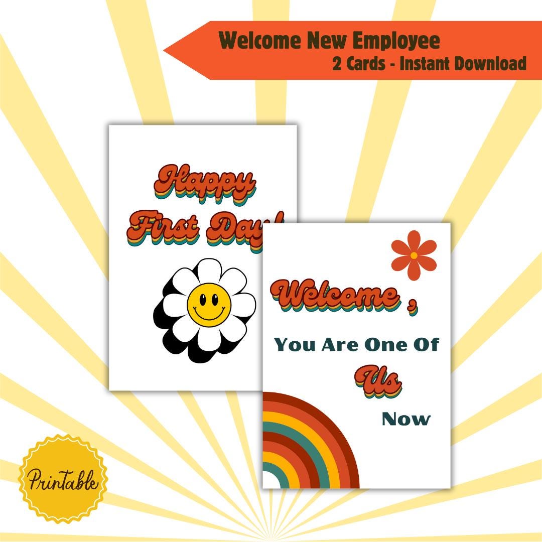 Retro New Employee Welcome Cards | Printable Digital Download - Etsy