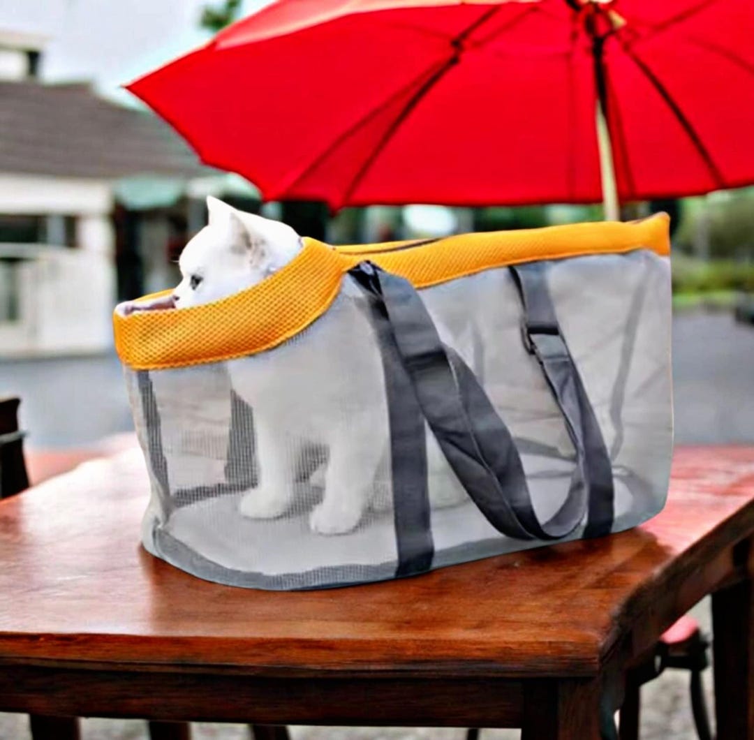 Breathable Nylon Mesh Pet Carrier: Foldable Travel Bag for Small Cats ...