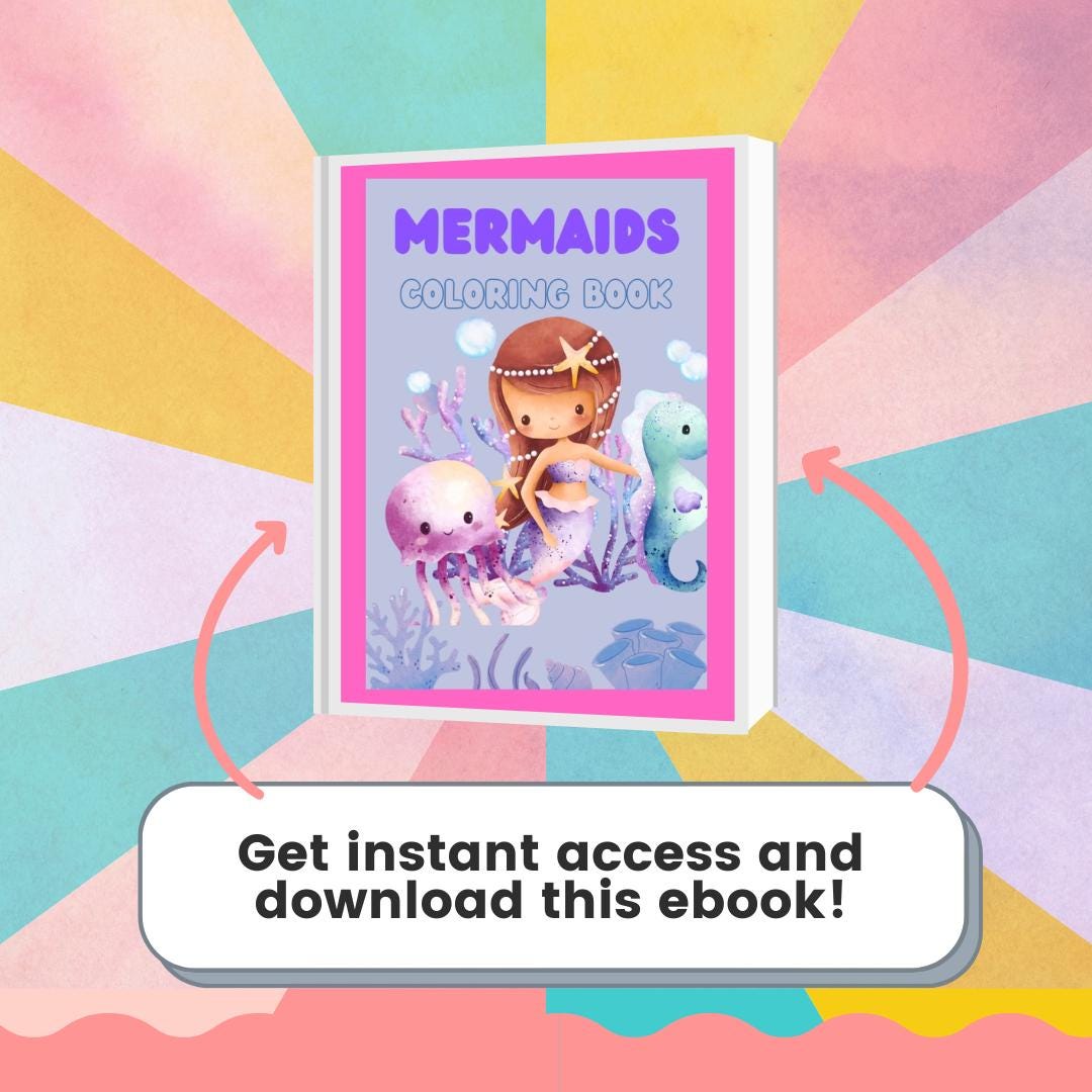 Pink Mermaids Coloring Book - Etsy