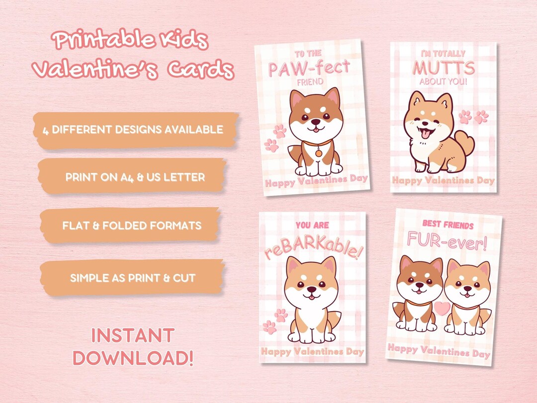 Printable Cute Puppy Valentines Cards - Etsy