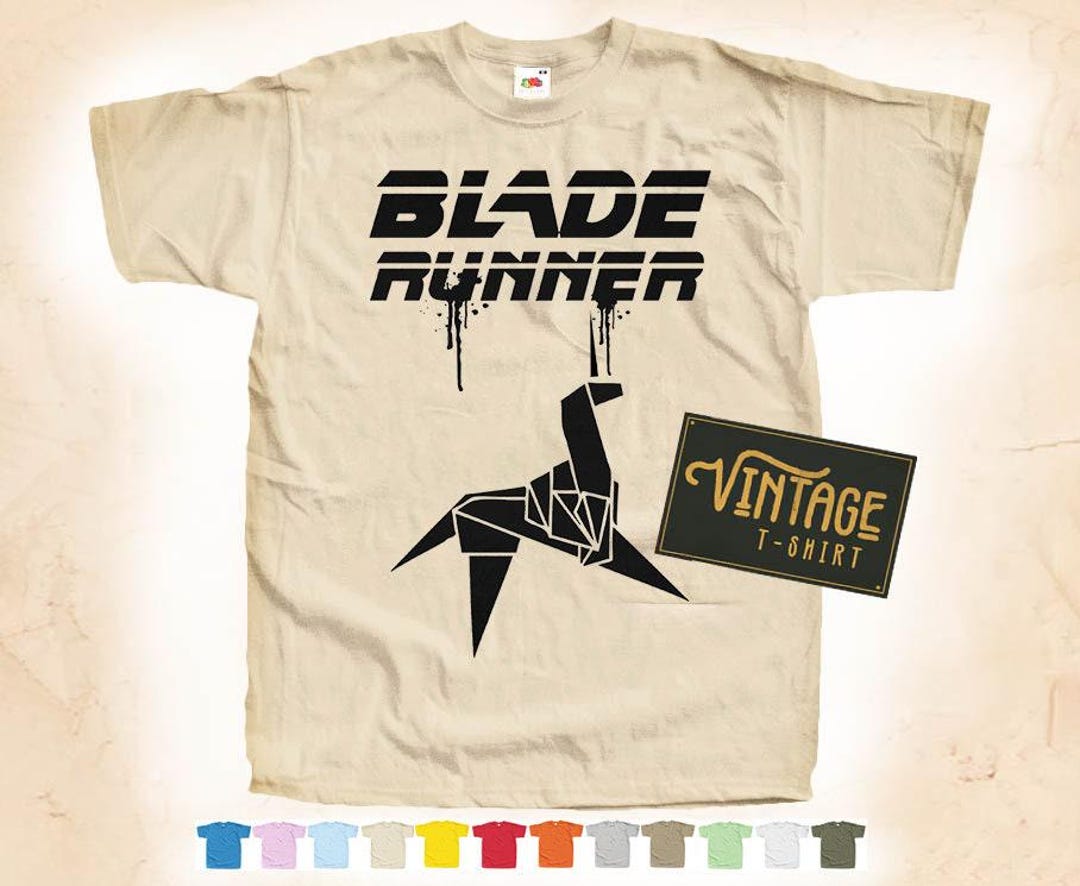 BLACK Print: Blade Runner V1 T Shirt Tee Natural VINTAGE Cotton Movie ...