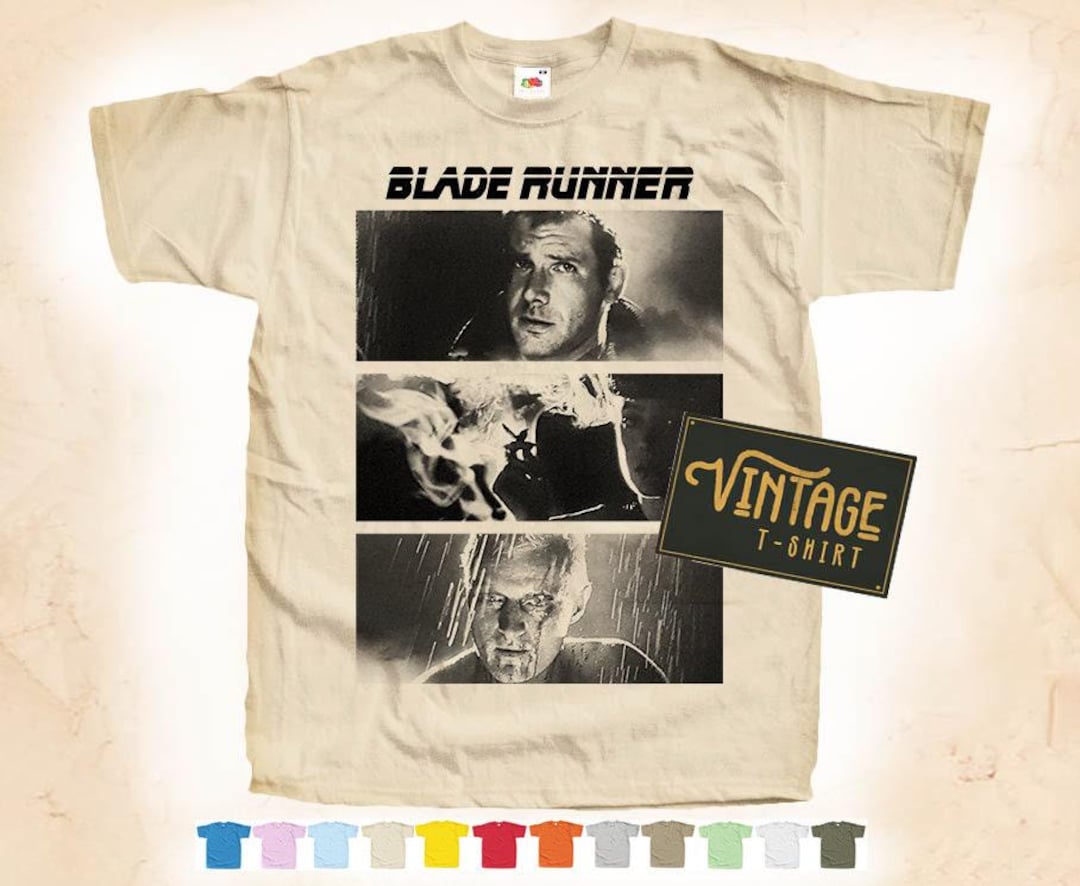 BLACK Print: Blade Runner V3 T Shirt Tee Natural VINTAGE Cotton Movie ...