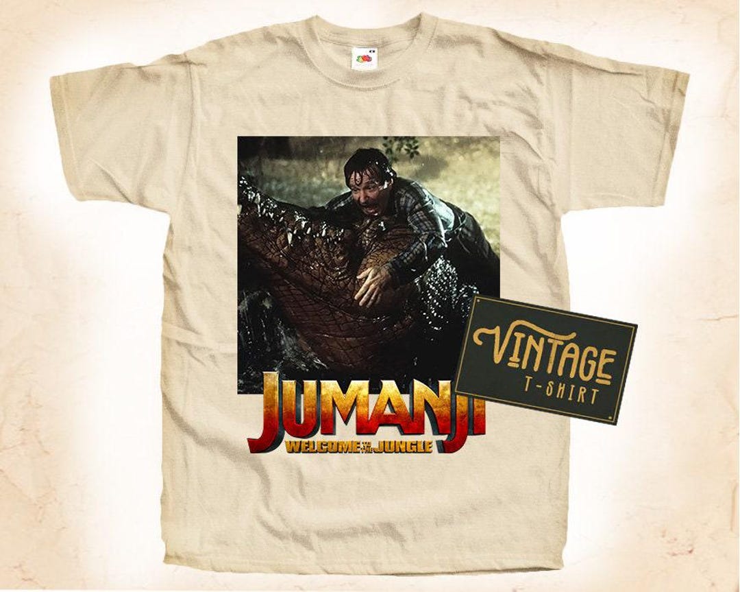 Jumanji T Shirt Tee Natural Vintage Cotton Movie Poster Beige All Sizes ...