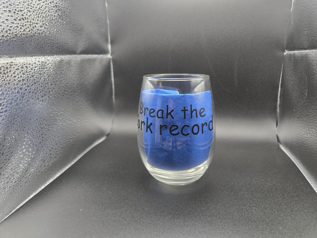 Break the Cork Record Wine Glass - Etsy