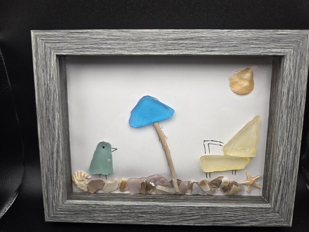 Beach Scene Sea Glass Art Shadow Box - Etsy