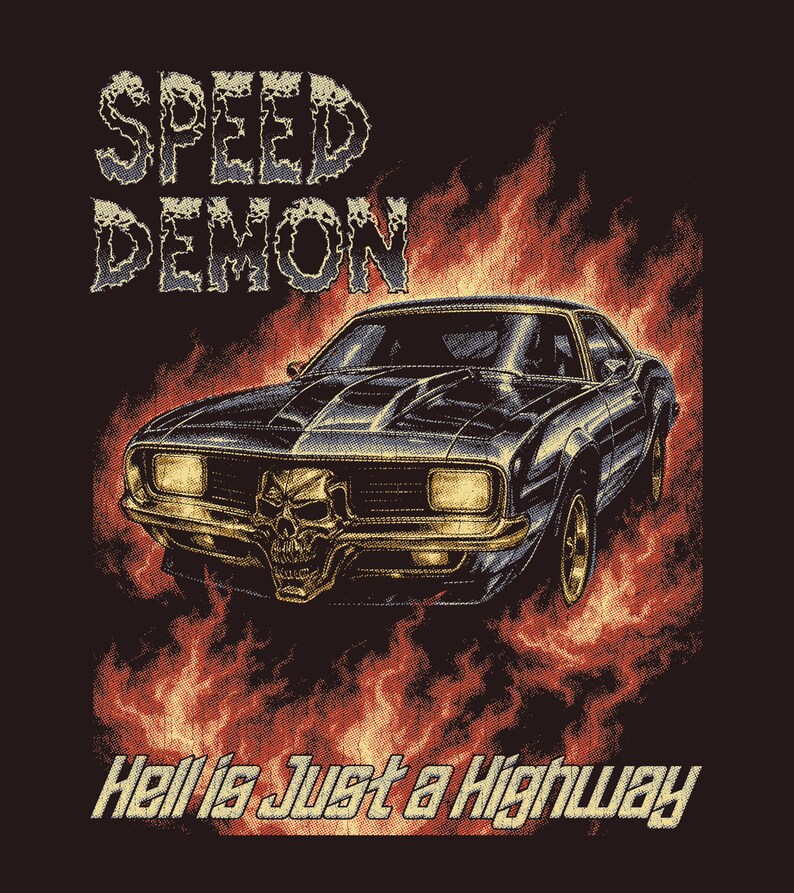 Speed Demon – Retro Muscle Car PNG | Hot Rod Chrome Flames T-shirt ...