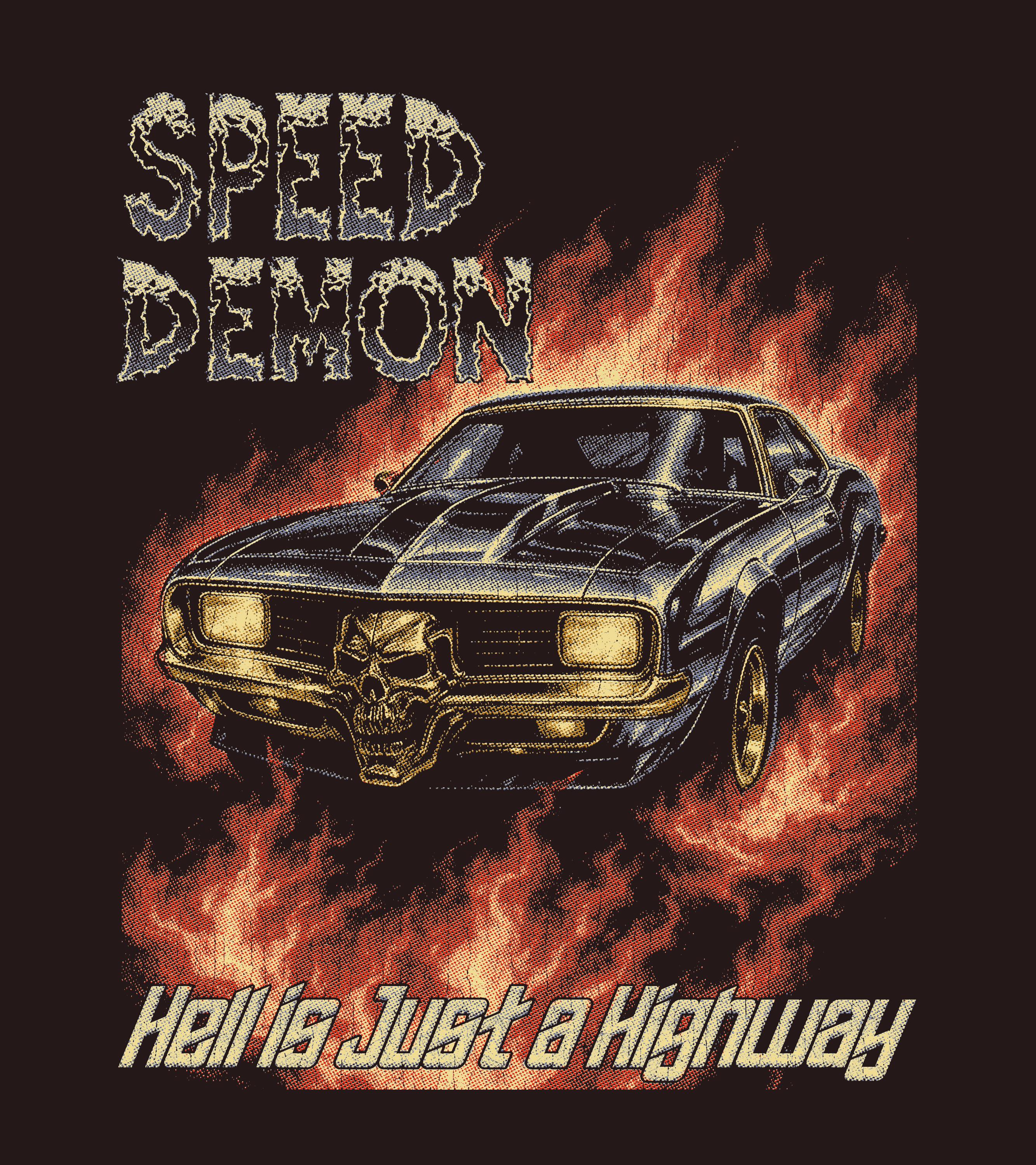 Speed Demon – Retro Muscle Car PNG | Hot Rod Chrome Flames T-shirt ...