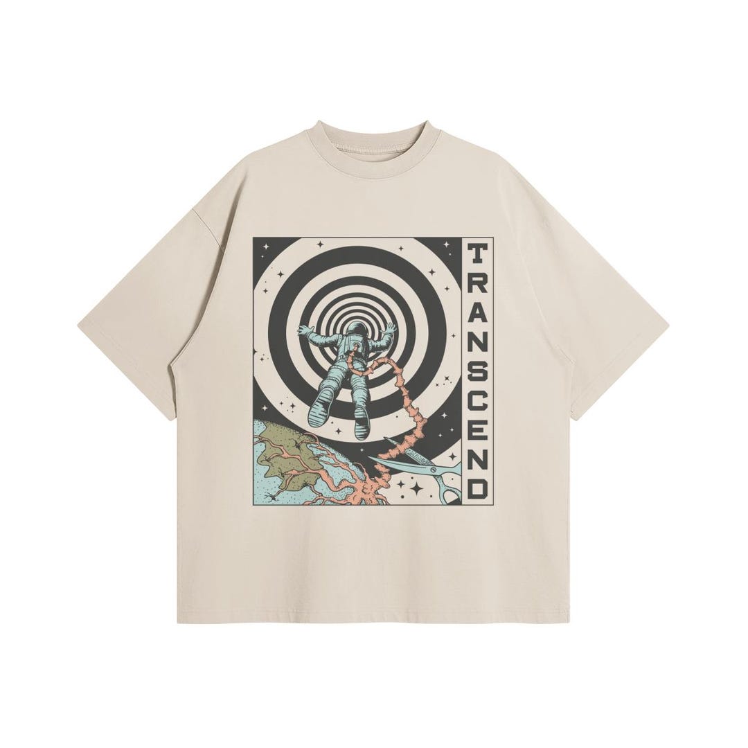 Transcend" – Psychedelic Astronaut Print on 260GSM Vintage-washed ...