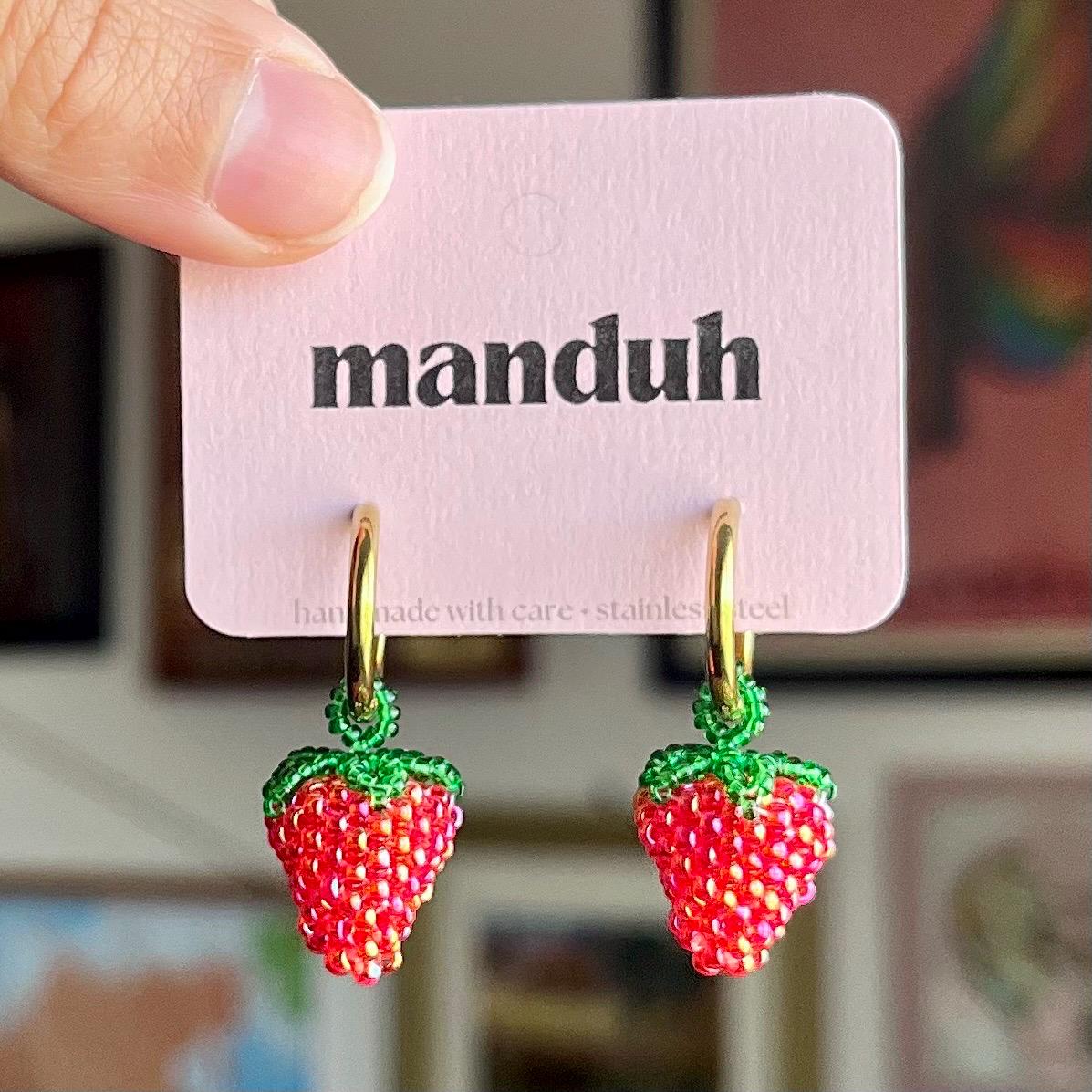Beaded Strawberry Earrings | 3d Seed Bead Fruit Jewelry | Gift for ...