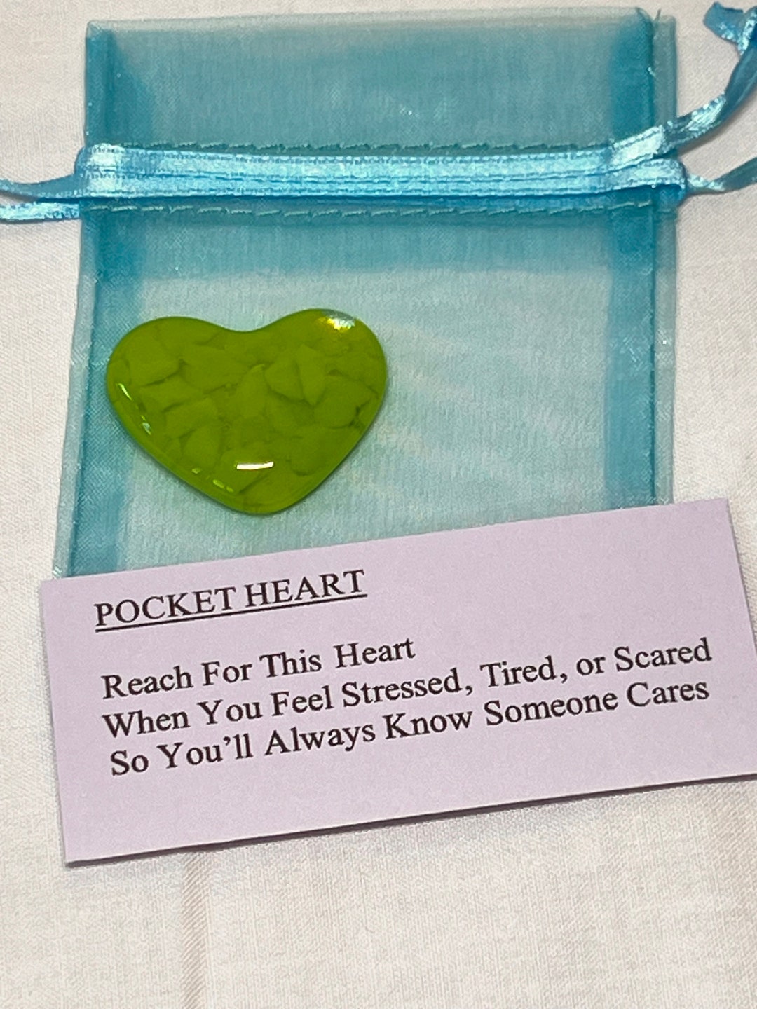 Green Comfort Pocket Heart, Worry Stone, I Love You Gift, Friendship ...