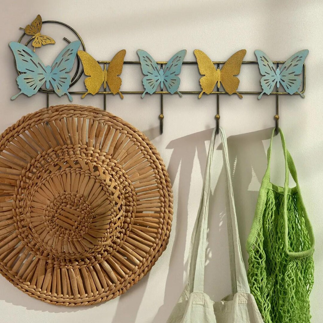 Butterfly Metal Wall Mounted Coat Rack, Coat Hook, Coat Racks Hangings ...