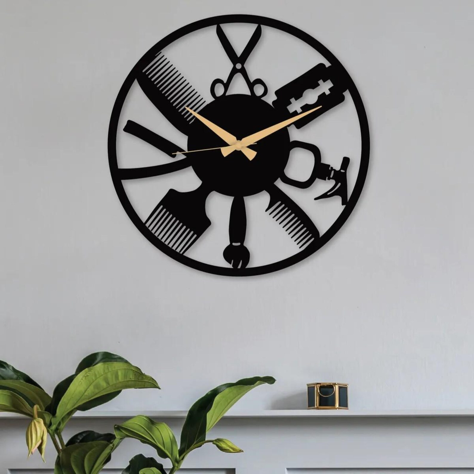 Barber Metal Wall Clock – Retro Shave Shop Decor, Man Cave Gift ...