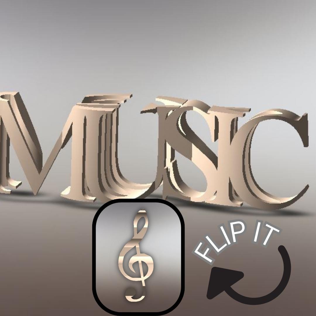 3D Text Flip STL File Music & Treble Clef Model | Digital Download ...