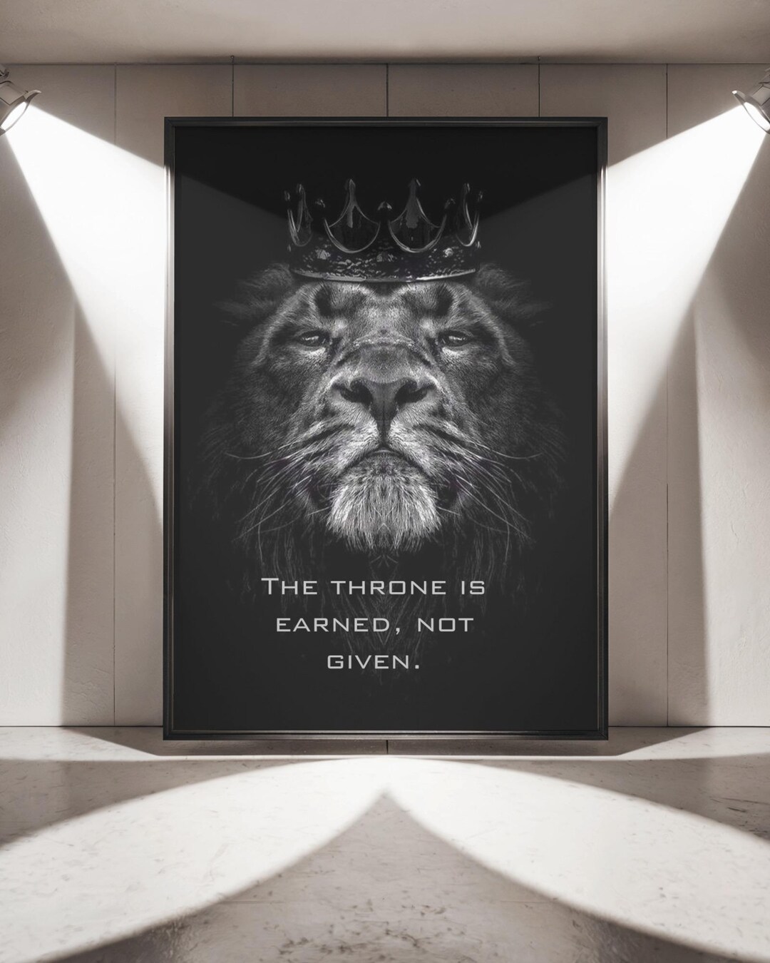Motivational Lion Poster: 'the Throne is Earned' Inspiring Wall Art - Etsy