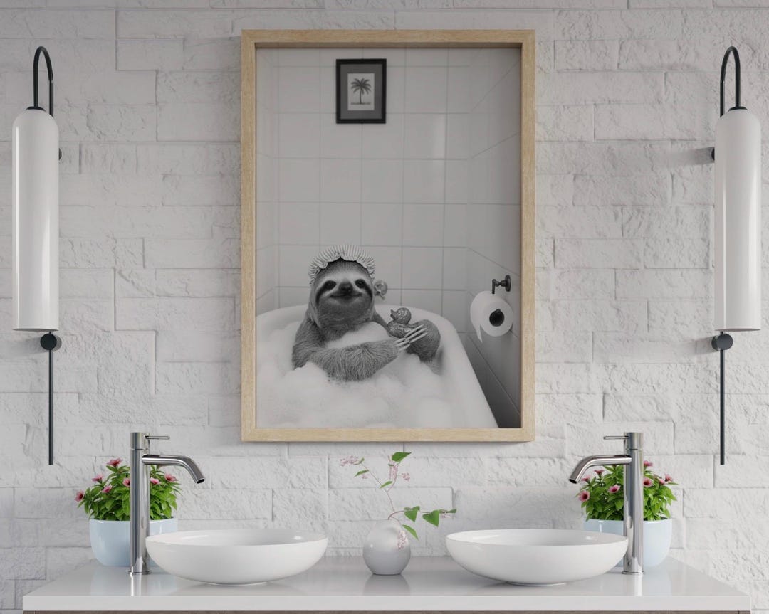 Funny Sloth Bathroom Art Print | Farmhouse Humor (digital Download) - Etsy