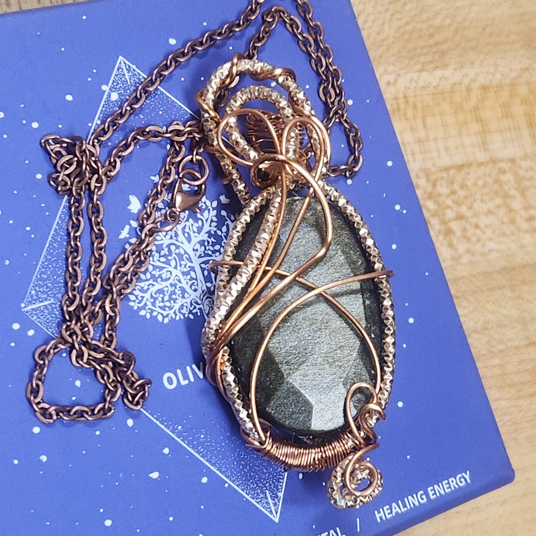 Gold Sheen Obsidian Wrapped in Copper - Etsy