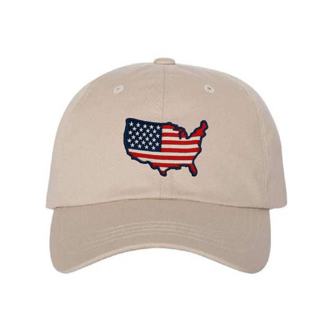 USA Map Flag Embroidered Hat, American Flag Cap, USA State Shape Hat ...