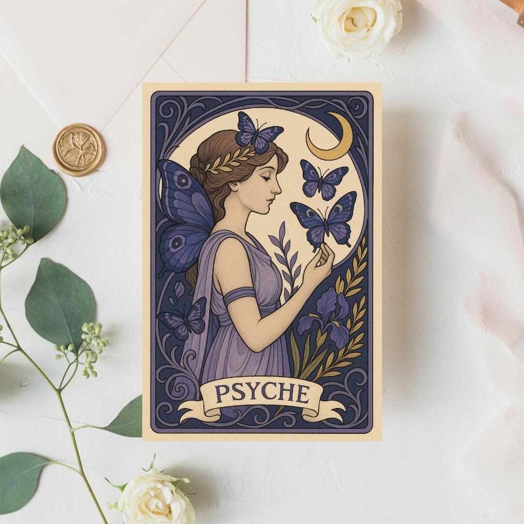 Psyche Print: Greek Goddess, Butterfly Art Nouveau Wall Art and ...