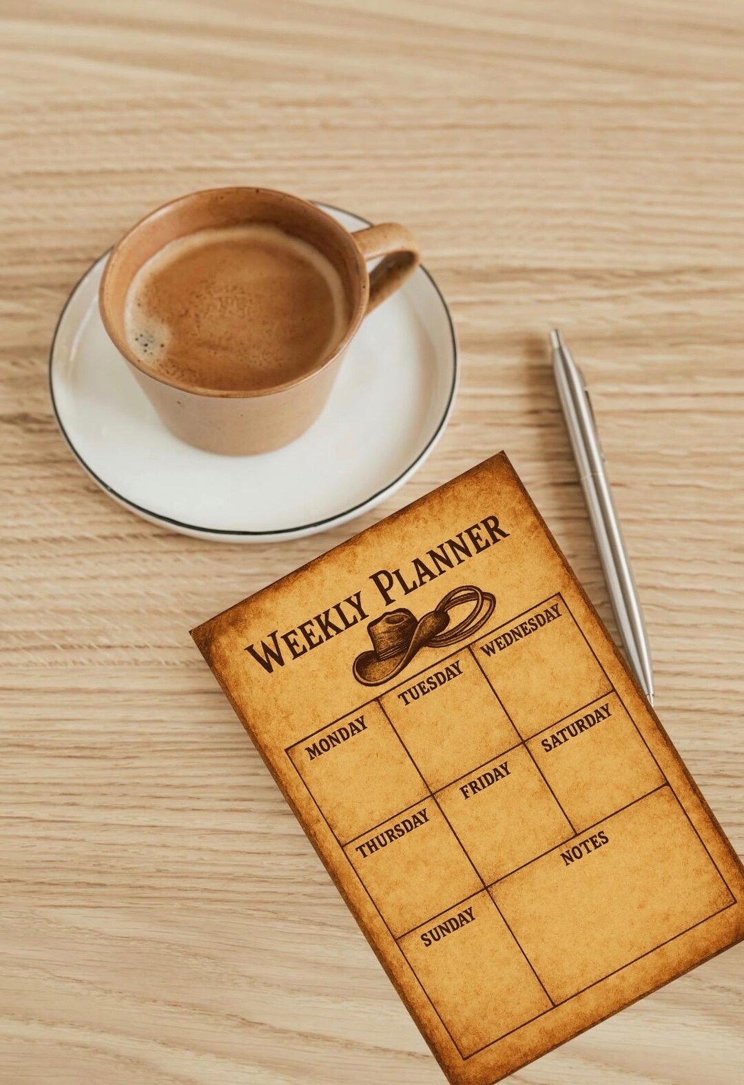 Weekly Planner | Cowboy Hat & Lasso Printable | Rustic Sepia Schedule ...