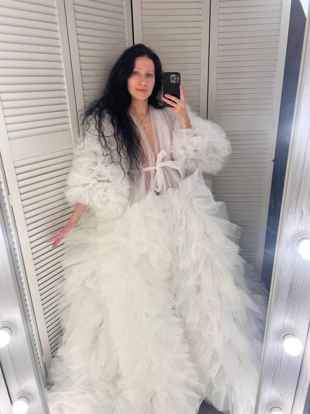 Luxurious Milk Tulle Negligee With a Long Train - Perfect for Photo ...