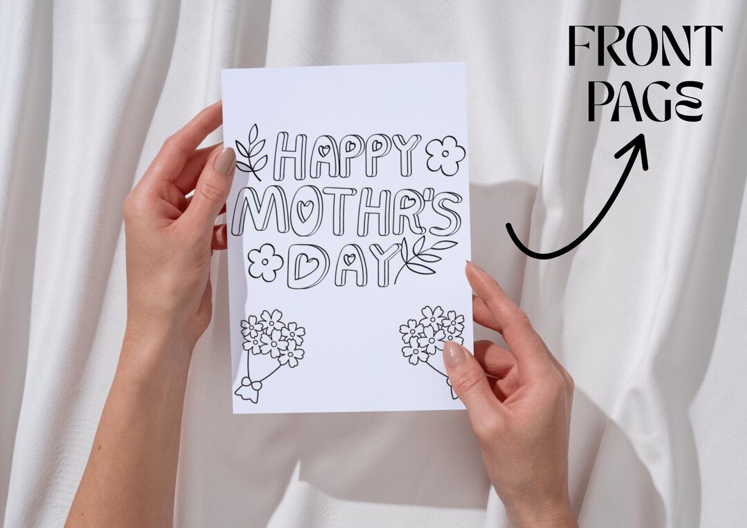 Printable Kids Mother's Day Coloring Card, Unique Gift for Mom, Kids ...