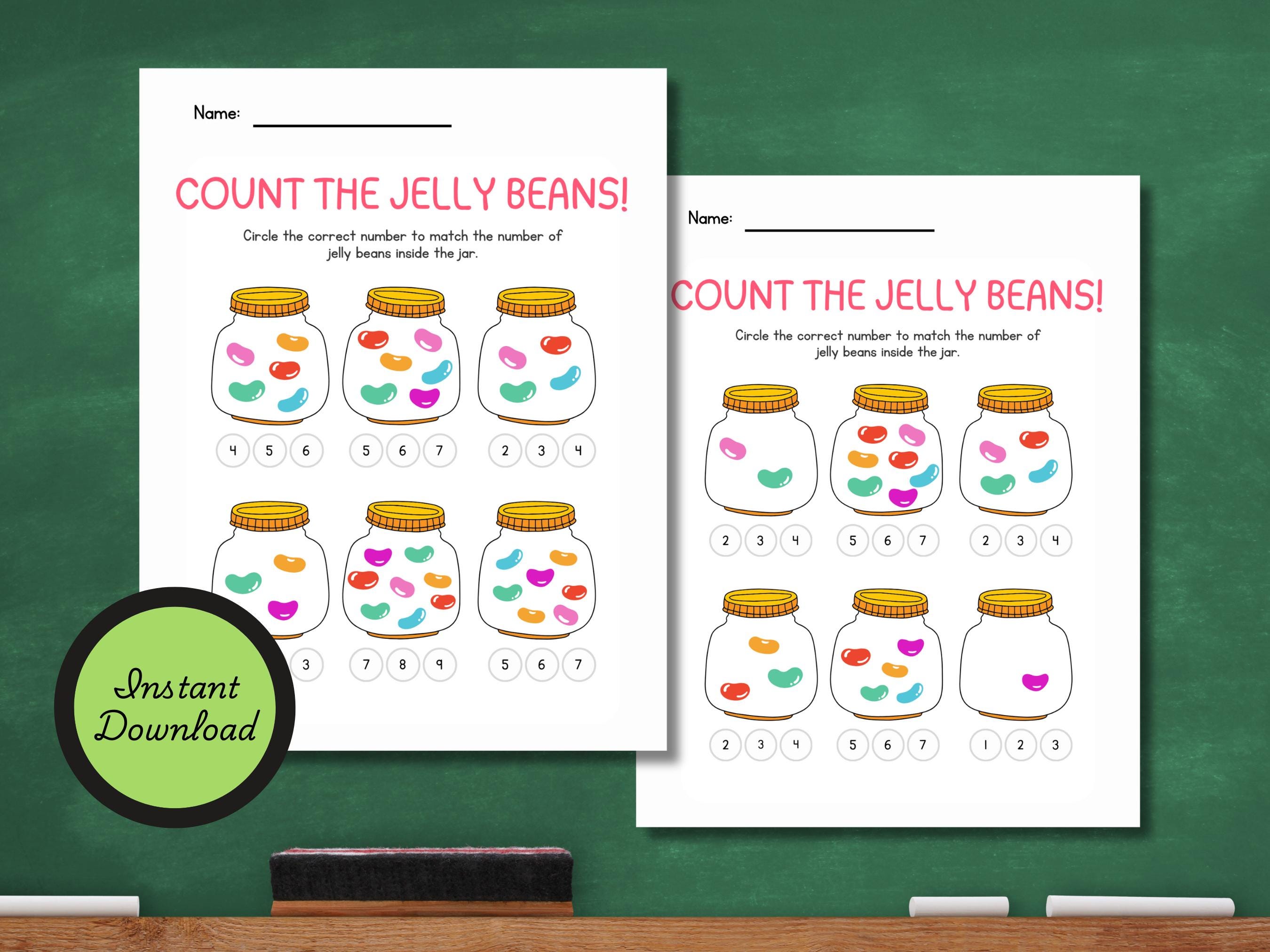 Printable Math Counting Pages, Jelly Bean Counting Practice Pages ...