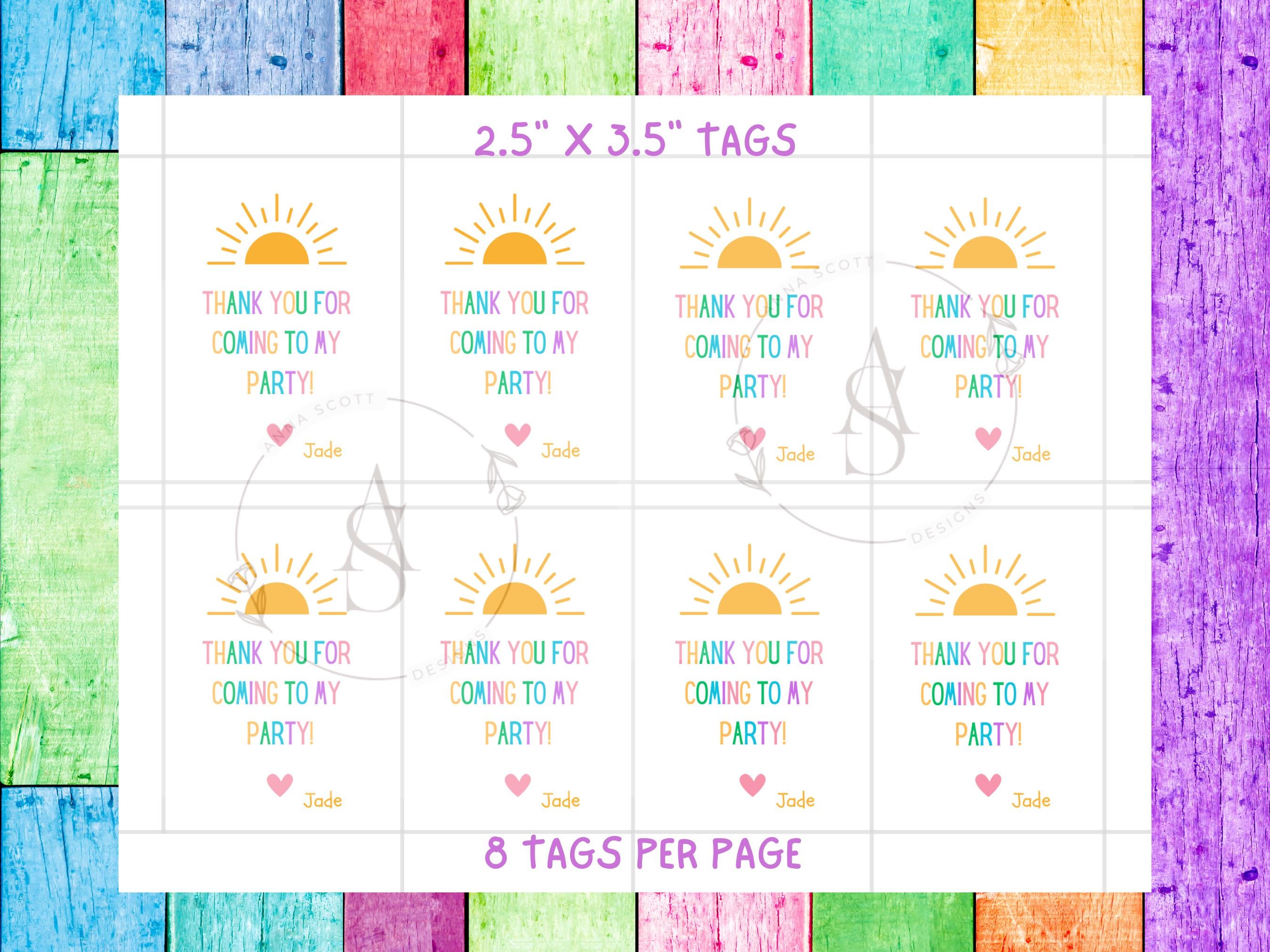 Personalized Birthday Thank You Tags, Printable Tags, Editable Tags ...