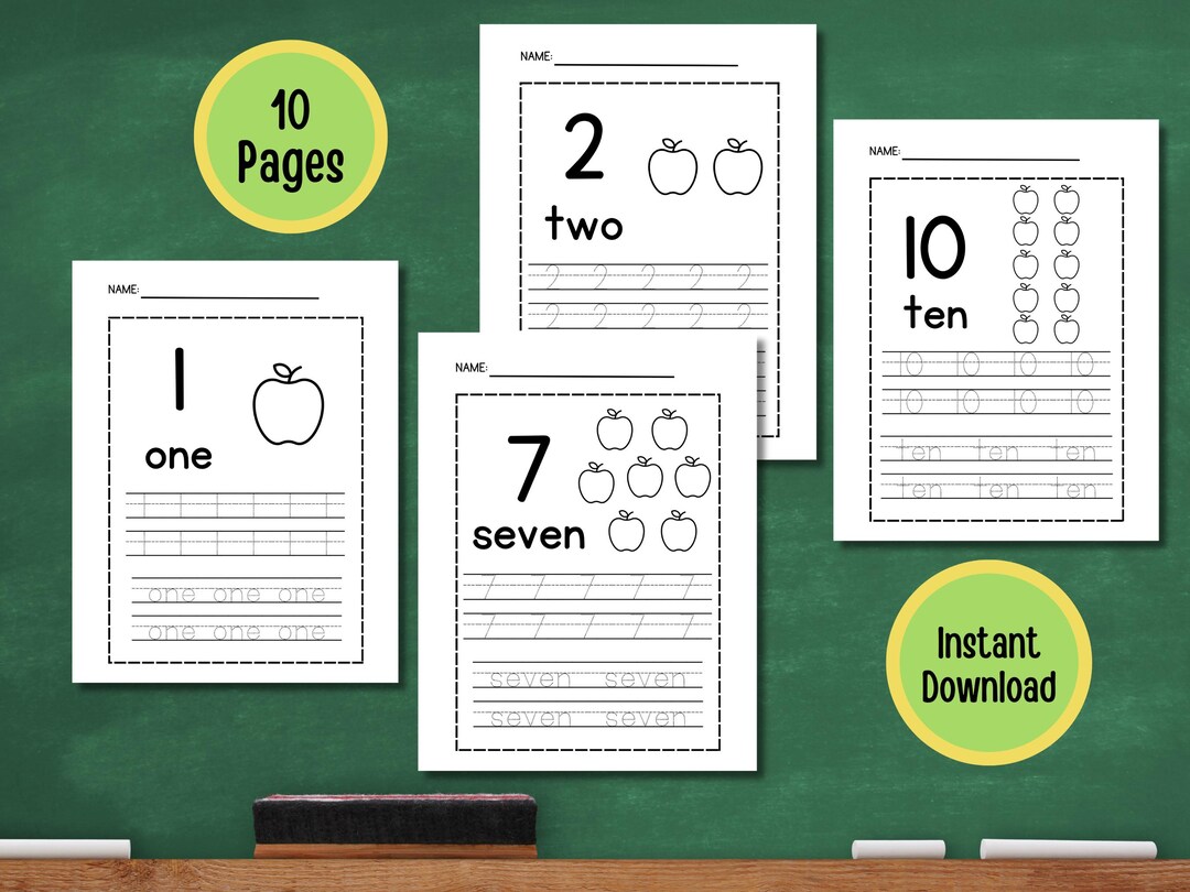 1-10 Number Tracing Bundle, Printable Preschool Worksheets, Number ...