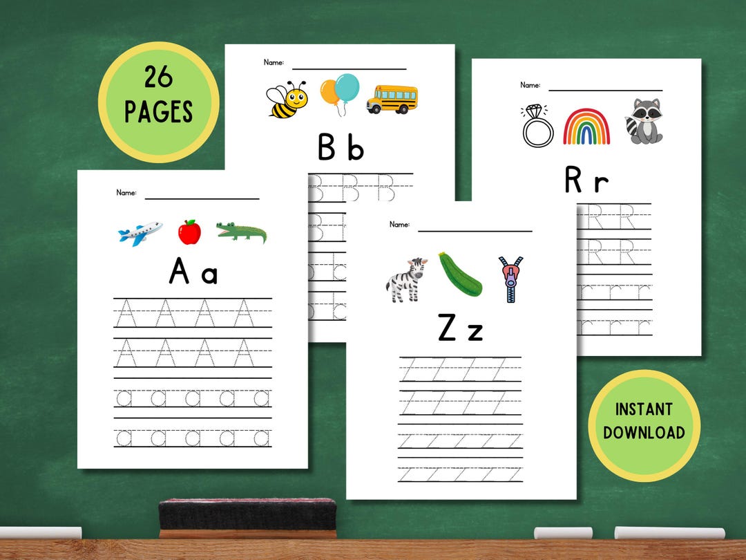 A-Z Tracing Bundle Set, A,B,C Tracing Worksheet Bundle, Printable ...