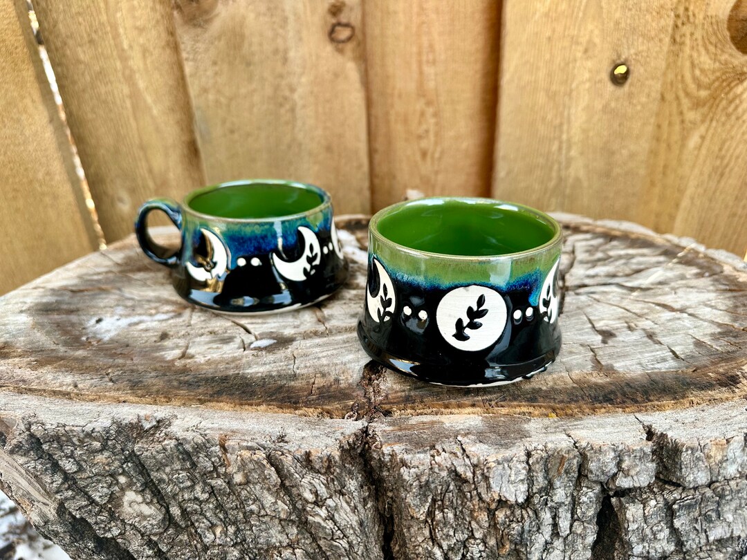 Porcelain Floral Moon Phase Espresso Mug | Handmade Small Coffee Mug ...