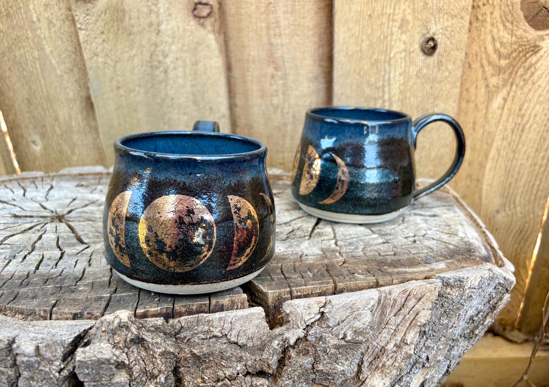 Sparkly Gold Moon Phase Mug | Handmade Witchy Mug | Cosmic Night Sky ...