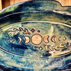 Handmade Ceramic Pottery Full Moon Phase Oval Serving Plate - Unique ...