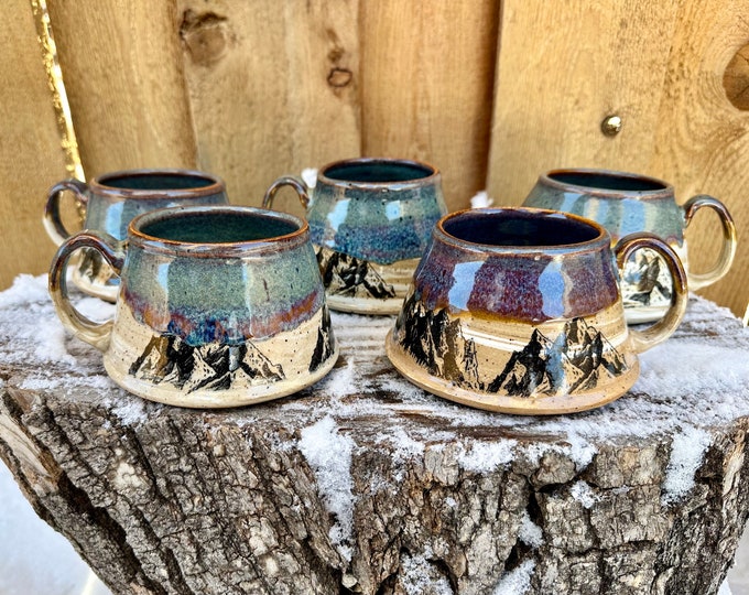 Marbled Mountain Mug | Handemade Ceramic Mug | Unique Mountain Mug ...