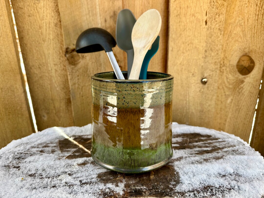 Layered Green Kitchen Utensil-holder or Wine Chiller or Vase | Handmade ...