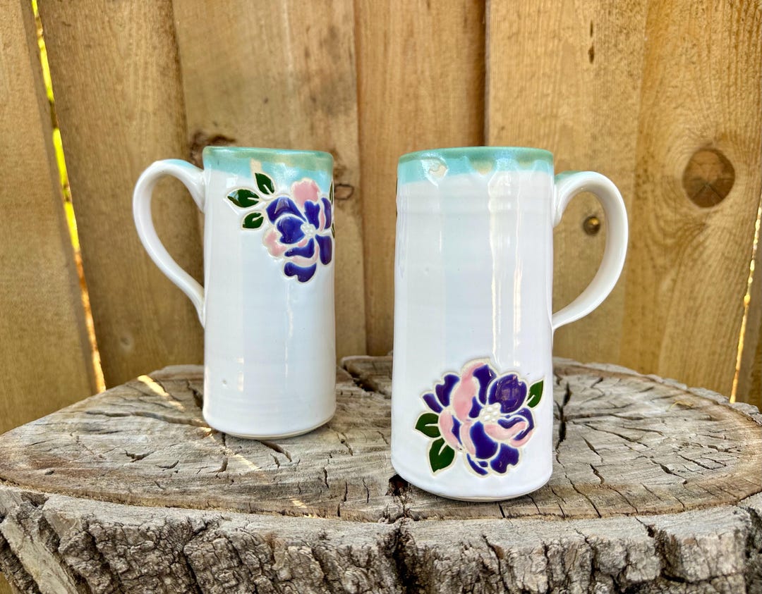Magnolia Porcelain Tall Mug | Hand Painted Magnolia Mug | Handmade ...