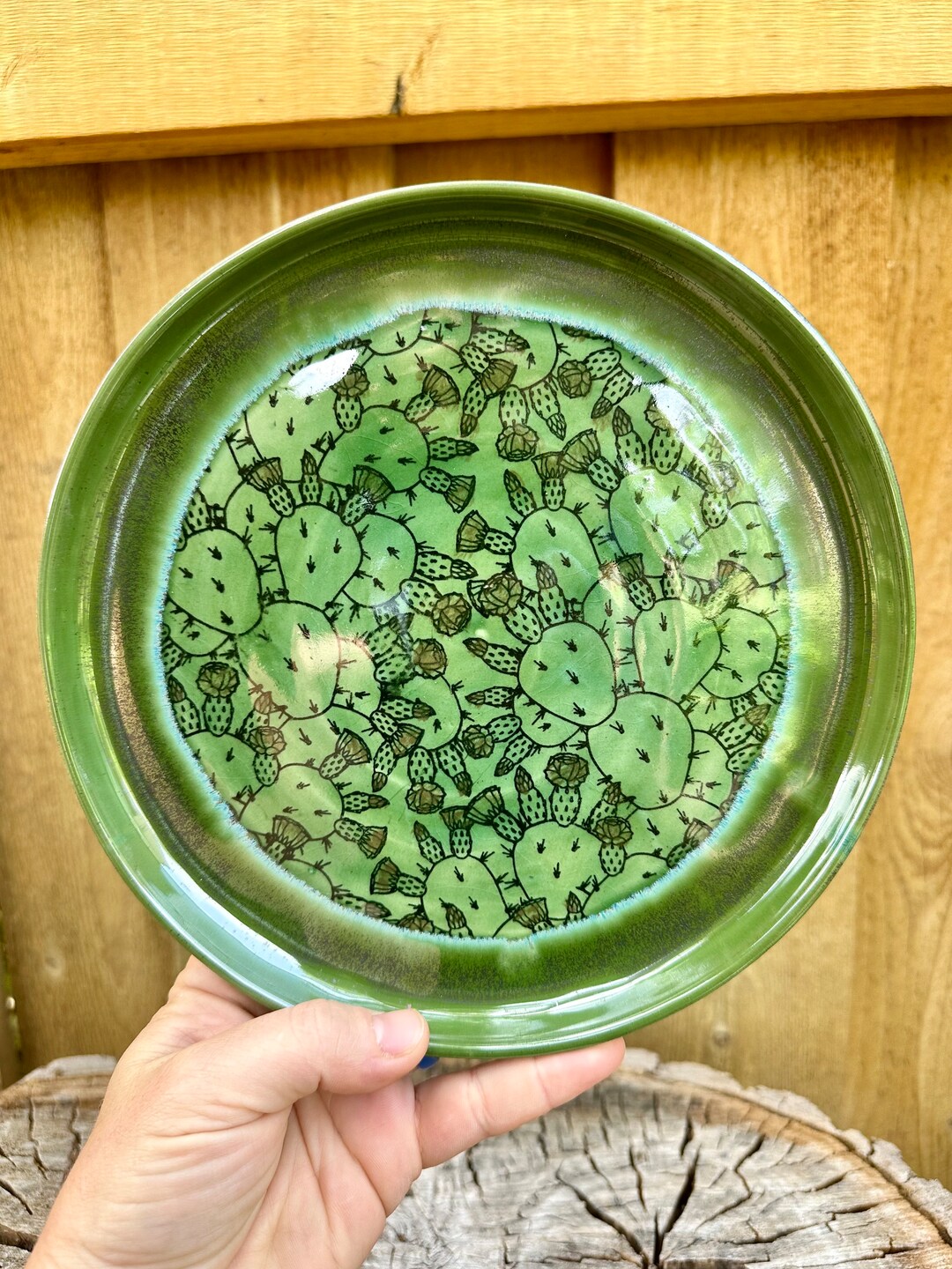 Cactus Porcelain Plate Platter | Unique Serving Plate | Prickly Pear ...