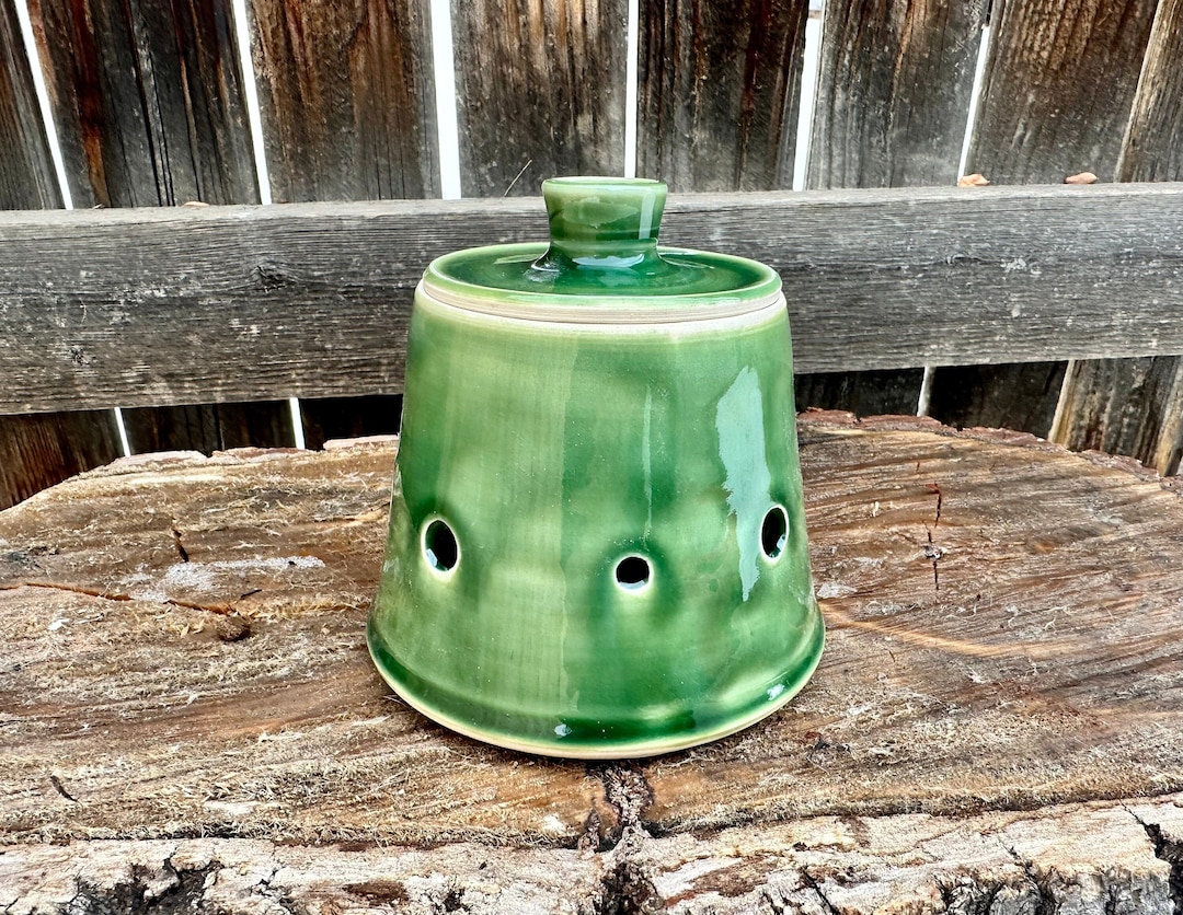 Handmade Pottery Handmade Garlic Keeper Pot - Ceramic Storage Jar With ...