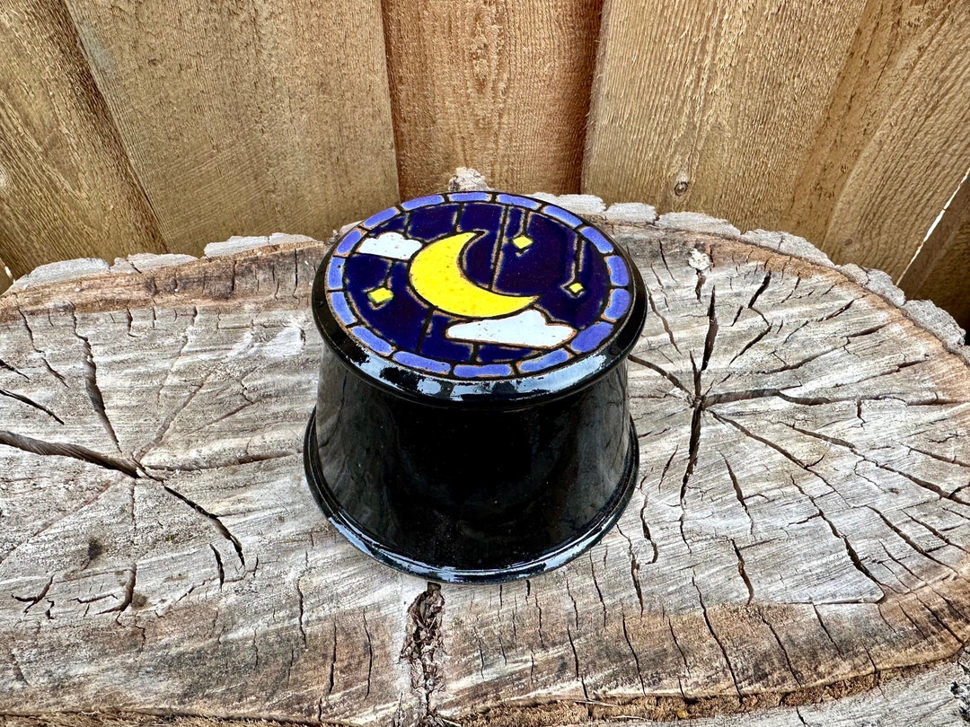 Hand Painted Moon Butter Keeper French Butter Crock French Butter Dish ...