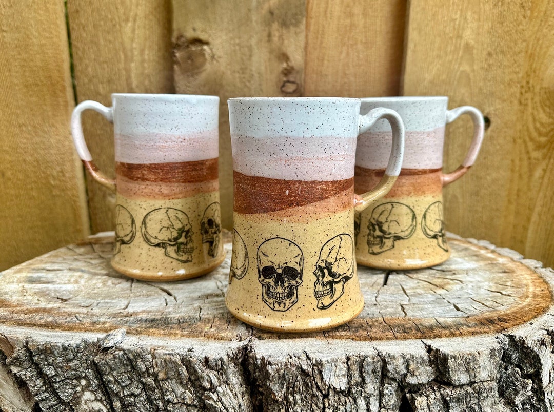 SALE! Terracotta Skull Beer Stein | Skull Stein With White and ...
