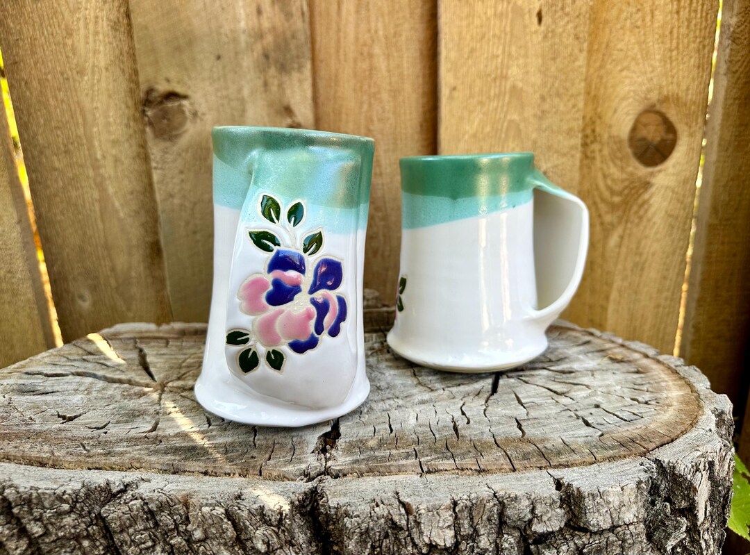 Handmade Porcelain Pocket Mug: Floral Hand-warmer Mug - Etsy
