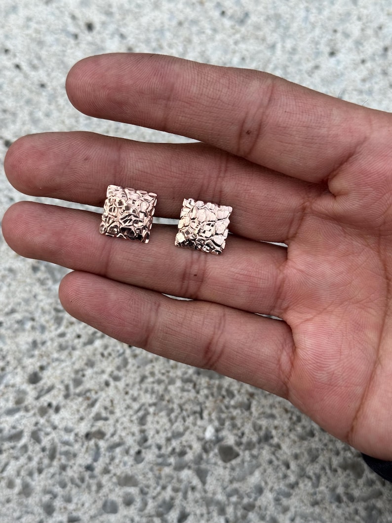 925 Silver Diamond Cut Square Nugget Stud Earrings Gift for Him / Her ...