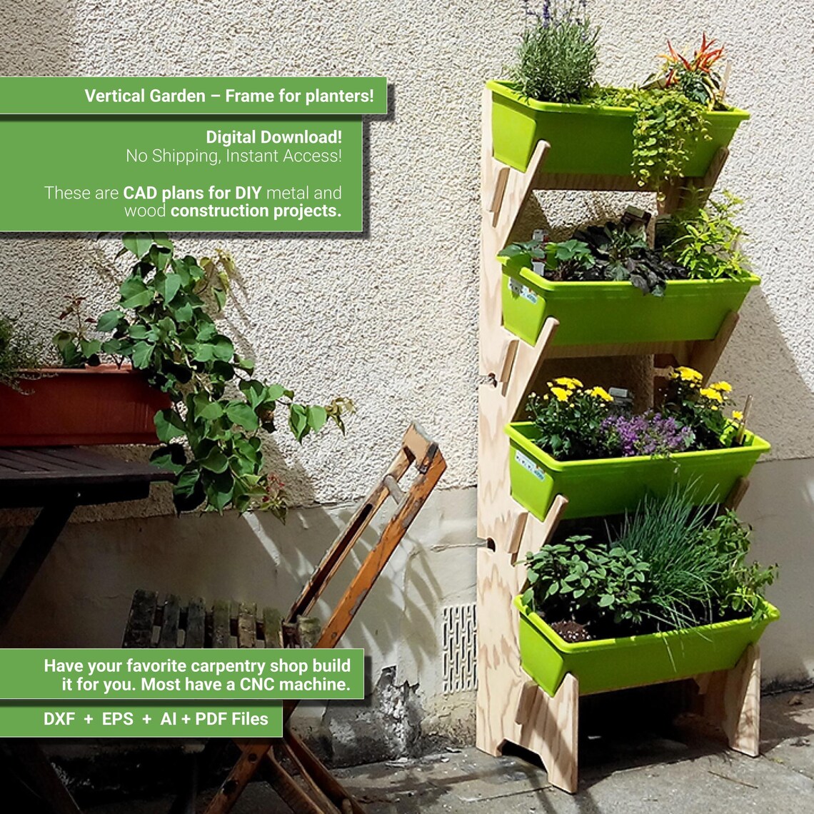 Downloadable CNC Files for Vertical Garden Plywood Frame for Planters ...