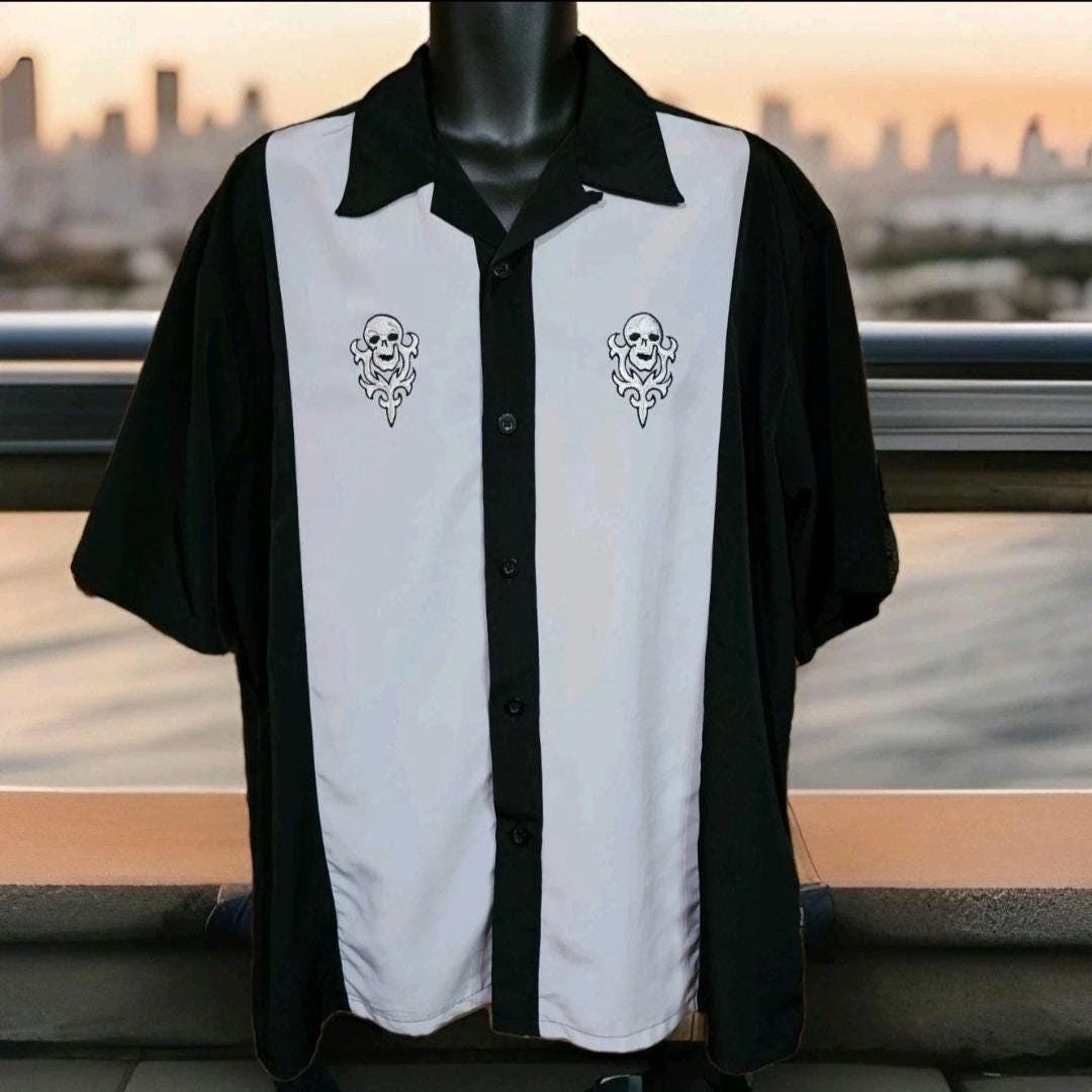 Vintage Embroidered Dragon Shirt: Silver Point Y2K Cybercore Button Up ...