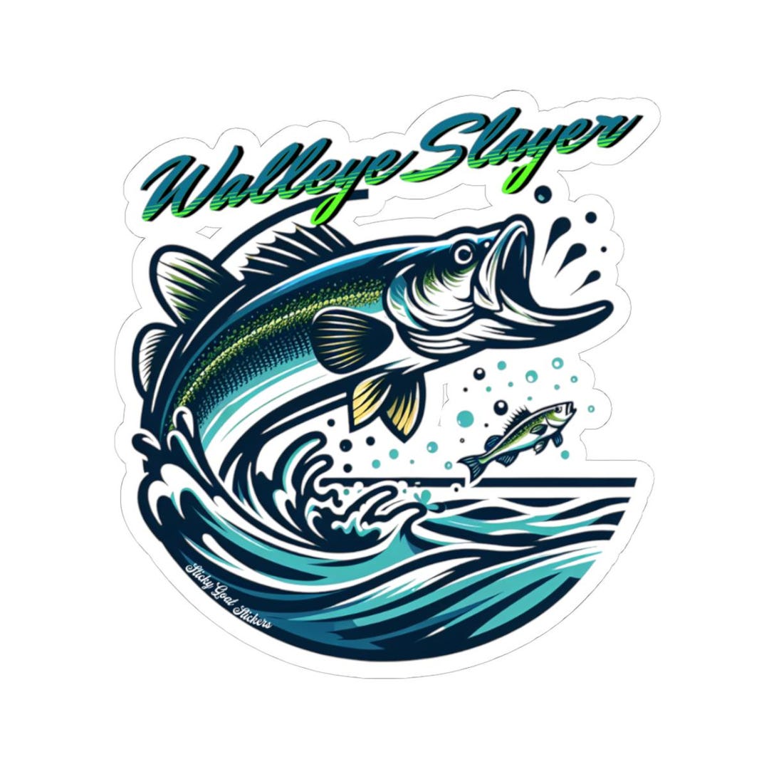 Walleye Slayer Kiss-cut Sticker: Fishing Decor, Laptop Decal - Etsy