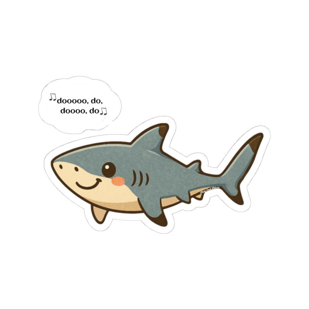Shark Kiss-cut Stickers - Cute Happy Singing Shark Design, Ocean Animal ...